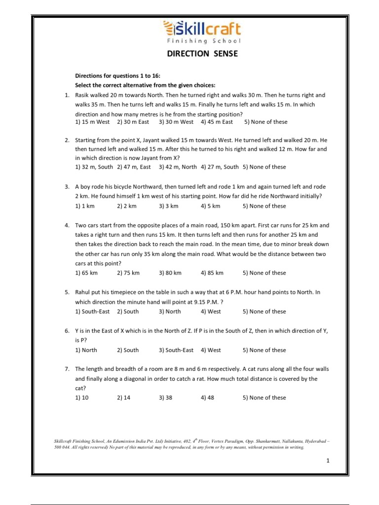 8.direction Sense Test For Pos | Download Free PDF | Leisure | Nature