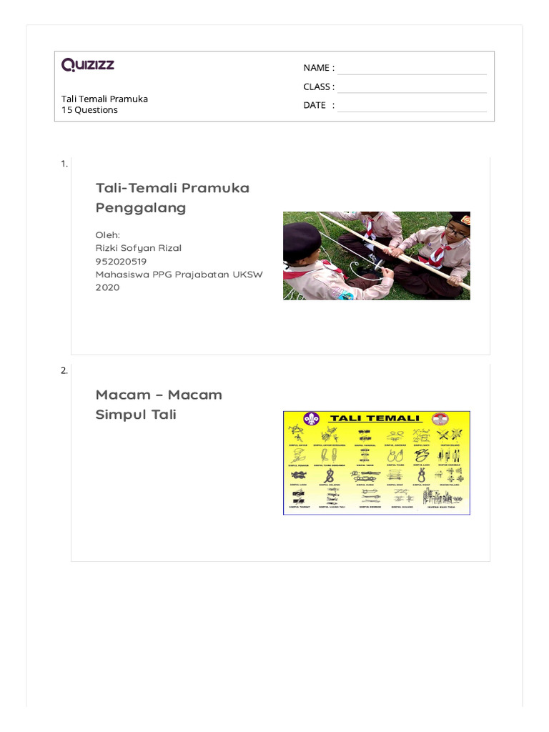 Panduan Lengkap Tali Temali Pramuka | PDF | Kajian Bahasa Asing | Griya ...
