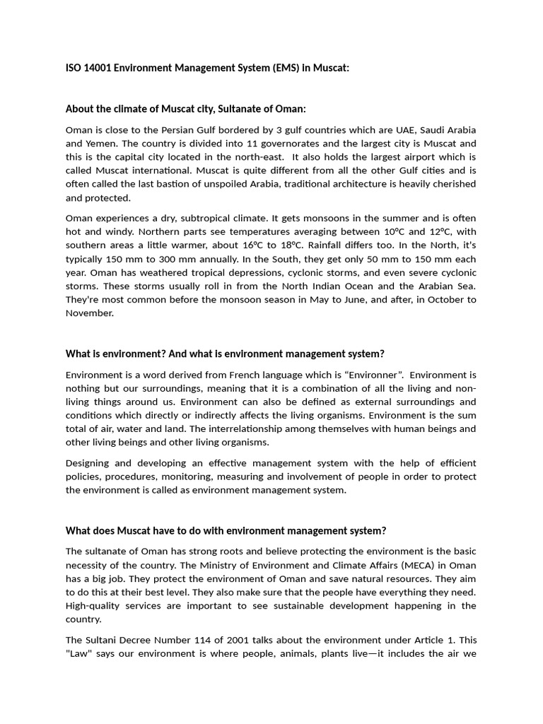 ISO 14001 in Muscat | PDF | Arabian Peninsula | Oman