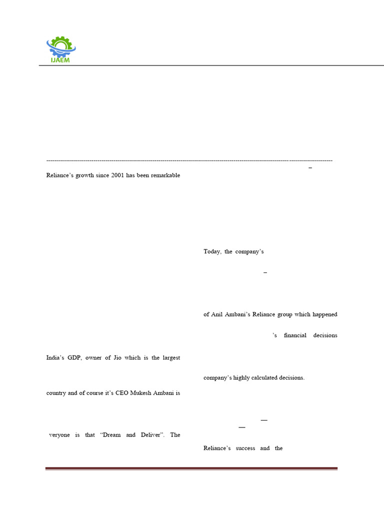 Reliance Industries: Growth Strategies Analysis | PDF | Mergers And ...