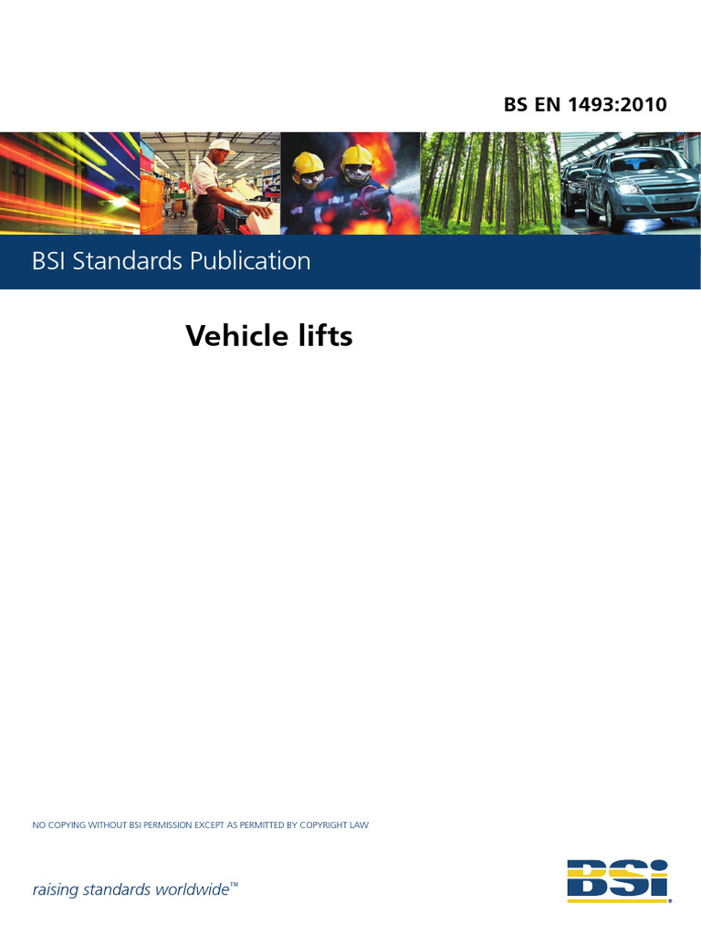 BS EN 1493:2010 Vehicle Lifts Standard | PDF | Elevator | International ...