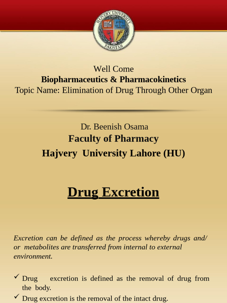 Major Routes of Drug Excretion | PDF | Kidney | Excretion