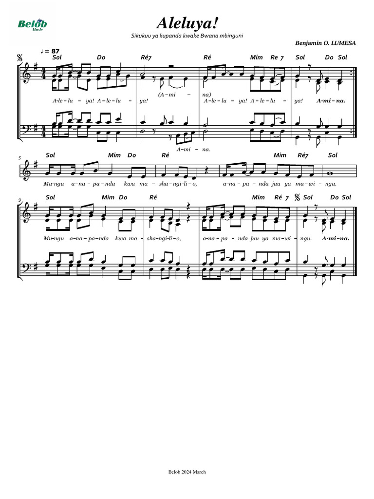 Aleluya! Mungu Anapanda Kwa Mashangilio (Ascension) A, B, C. Ben | PDF