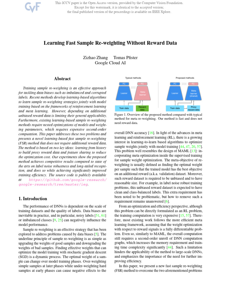 Zhang Learning Fast Sample Re-Weighting Without Reward Data ICCV 2021 ...
