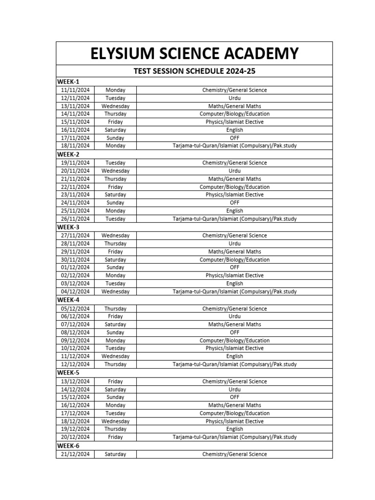 Test Session 2024 25 Pdf