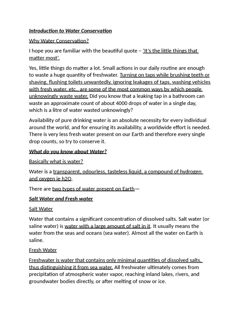 Water Conservation | PDF | Water | Fresh Water