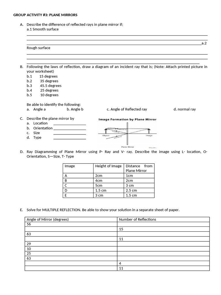 ACTIVITY 3 Plane Mirror | PDF