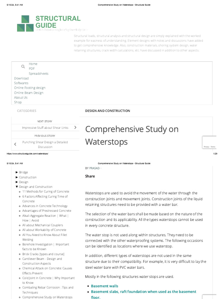 Comprehensive Study On Waterstops - Structural Guide | PDF | Concrete | Corrosion