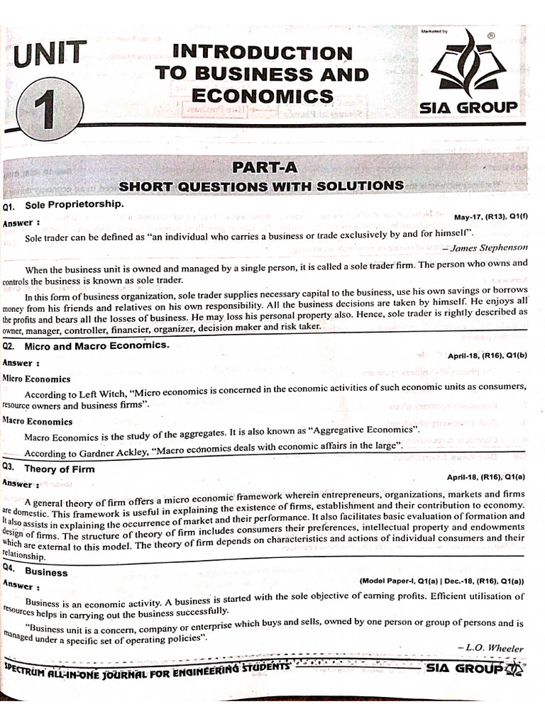 Befa Unit 1 Spectrum | PDF | Partnership | Sole Proprietorship