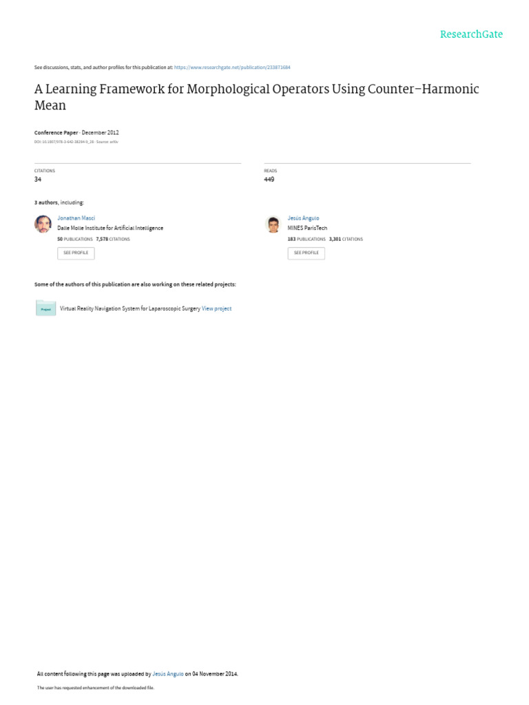 A Learning Framework For Morphological Operators U | PDF | Deep Learning | Algorithms