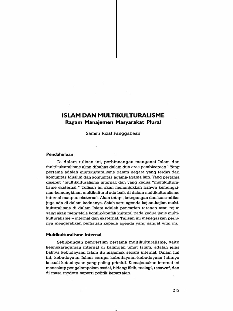 Islam Dan Multikulturalisme Ragam Manajemen Masyarakat Plural Samsu ...