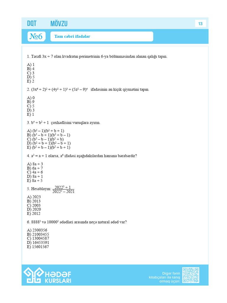 DQT Riyaziyyat 2024 (4) - 1 | PDF
