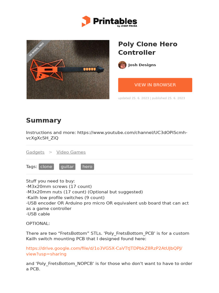 Poly Clone Hero Controller | PDF
