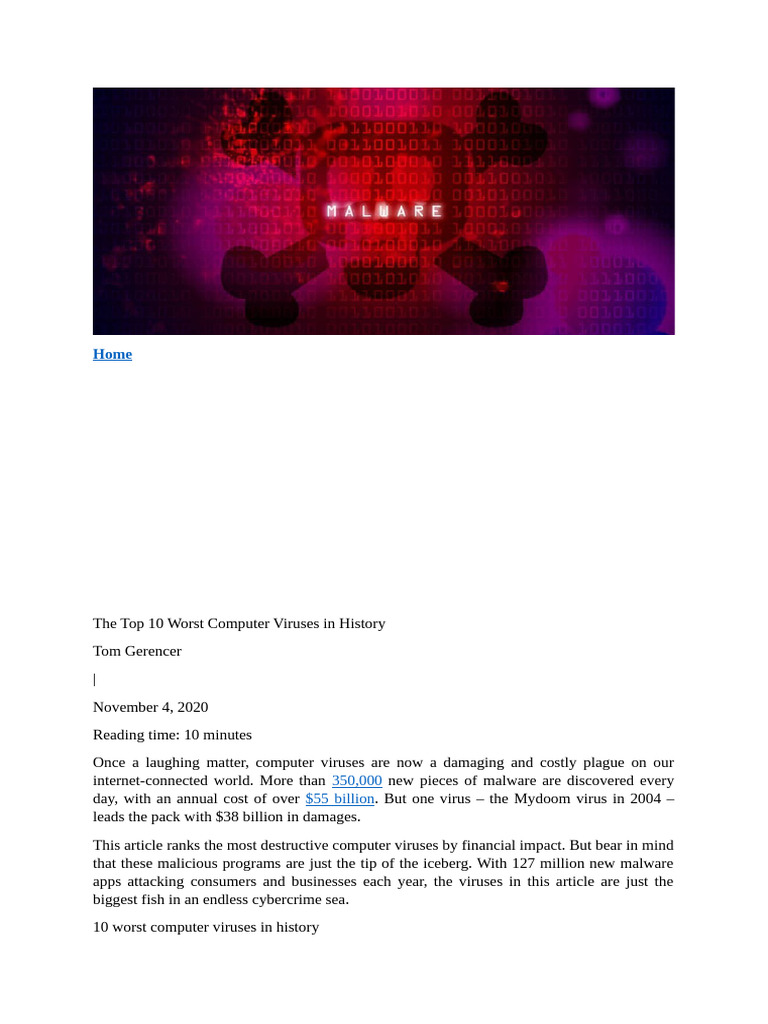 Deadliest Computer Viruses Ranked | PDF | Computer Virus | Ransomware