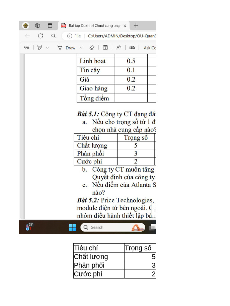 Bài Tập SCM-Lựa Chọn Nhà Cung Cấp-12042024 | PDF