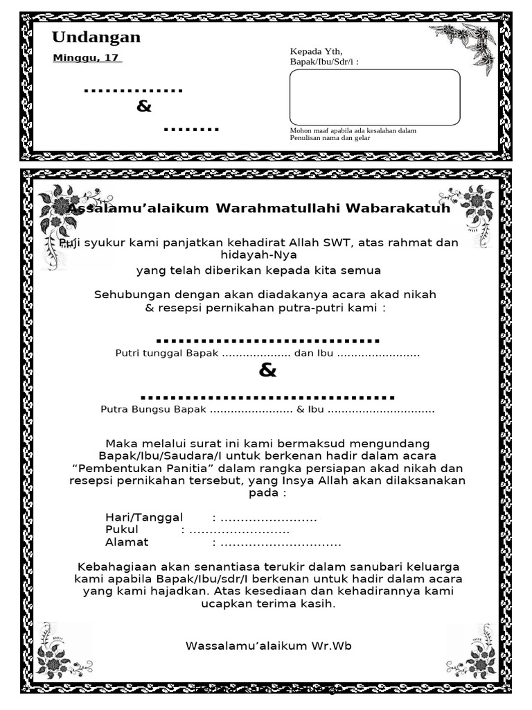 Contoh Undangan Panitia Pernikahan | PDF