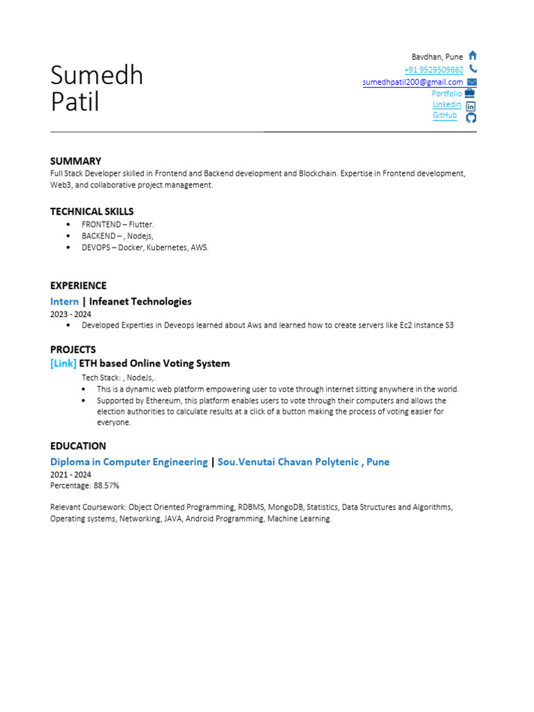 Full Stack Developer Portfolio - Sumedh Patil | PDF | Computers
