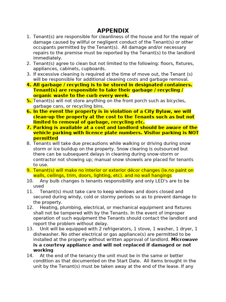 Appendix | PDF | Leasehold Estate | Lease