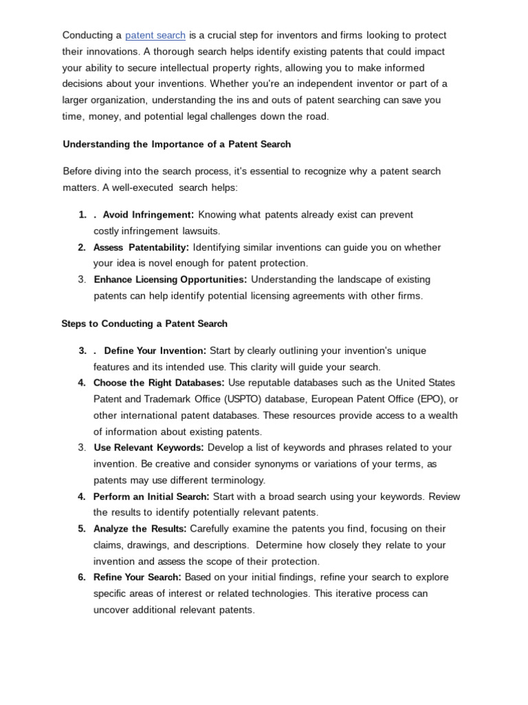 Navigating Patent Search - Tips For Inventors and Firms | PDF | Patent ...