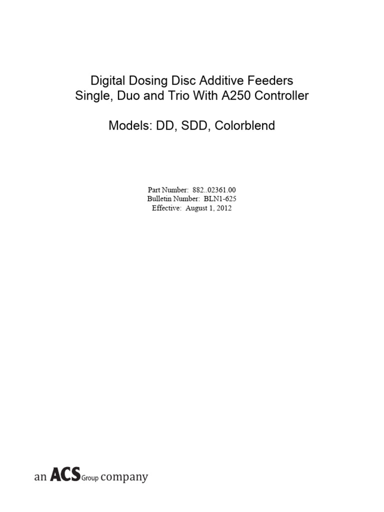 bln1 625 882.02361.00 Digital Doser With A250 Controls1 | PDF | Pound ...