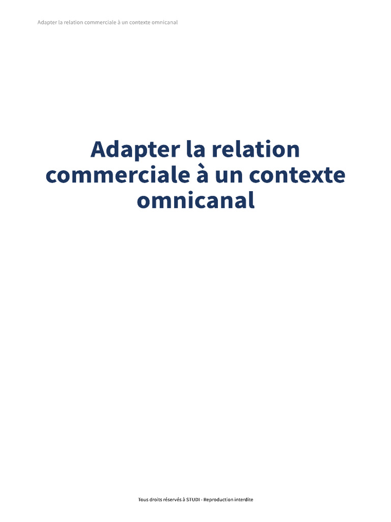 Adapter La Relation Commerciale À Un Contexte Omnicanal | PDF