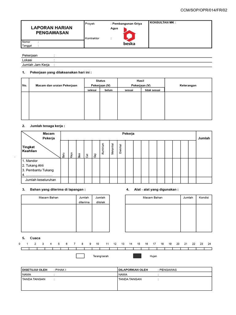 2 - Form - Laporan - Harian - XLSX - XLSX - LPH-MK | PDF