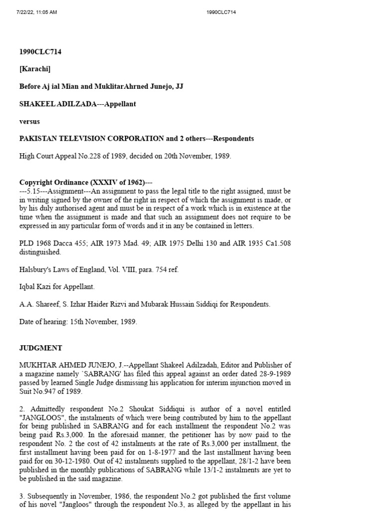 1990CLC714 (Mode of Assignment) | PDF | Lawsuit | Injunction