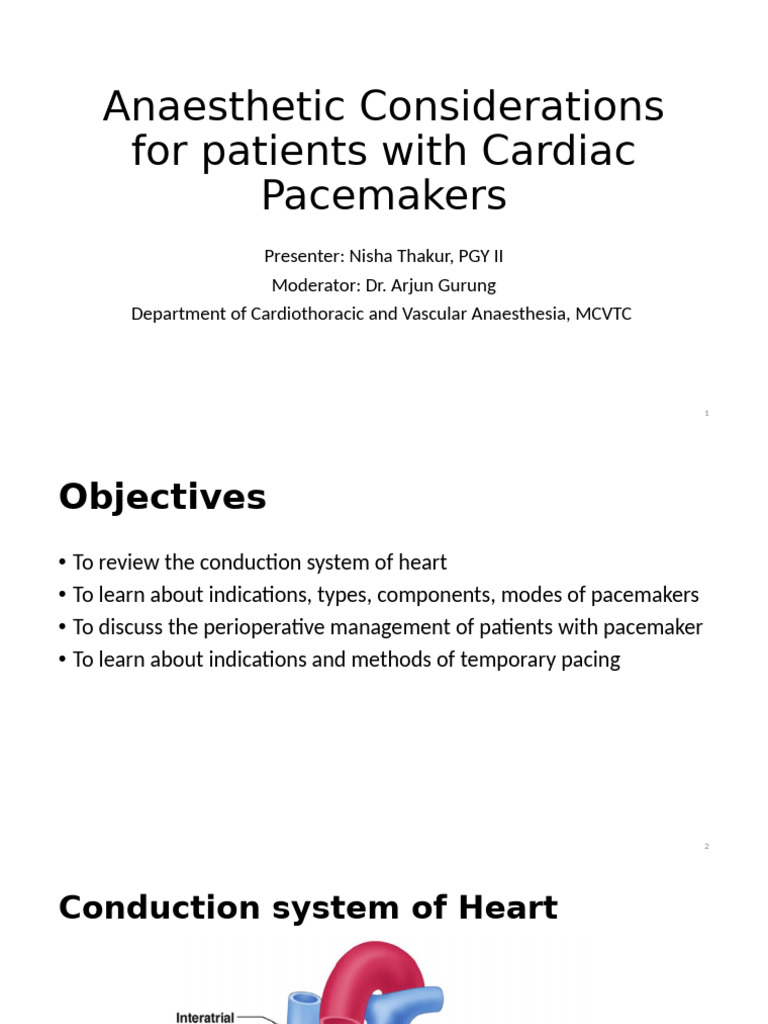 Cardiac Pacemakers and Anaesthesia | PDF | Artificial Cardiac Pacemaker ...