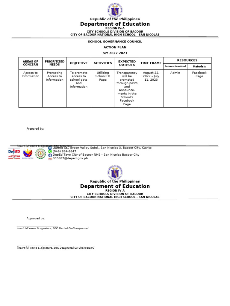F11 Action Plan | PDF