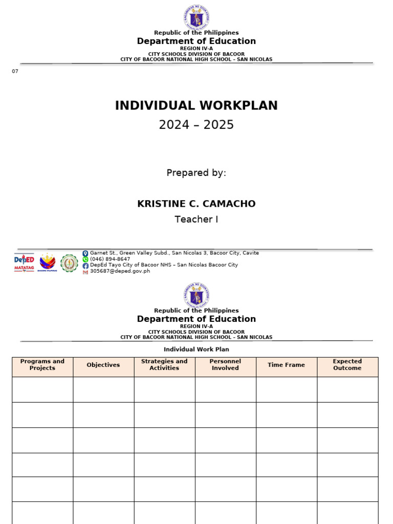 Individual-Work-Plan | PDF | Government | Public Administration