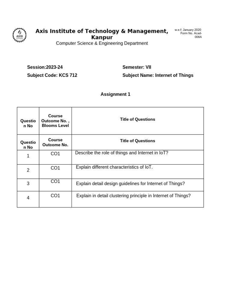 IOT Assignment 1 | PDF | Computers IOT Assignment 1 | PDF | Computers