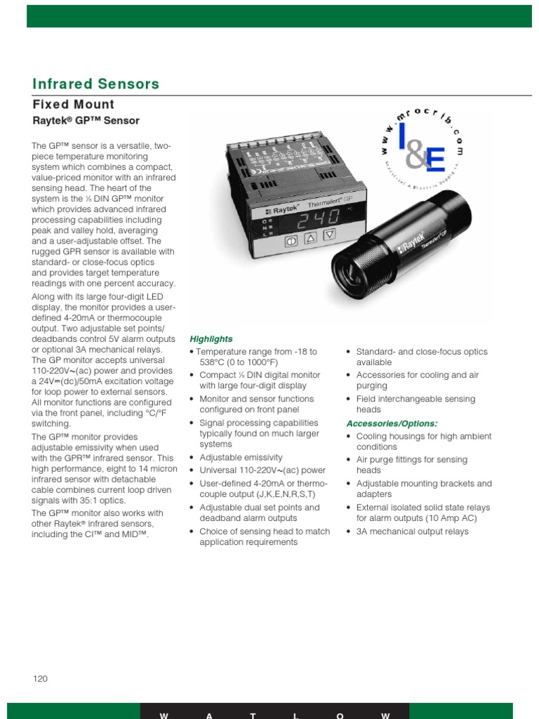 Infrared Sensors Fixed Mount | PDF | Thermocouple | Sensor