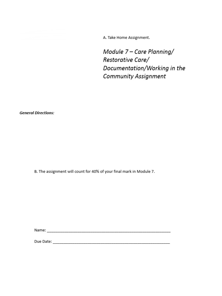 Module 7: Care Planning for PSWs | PDF | Feeling | Physical Therapy