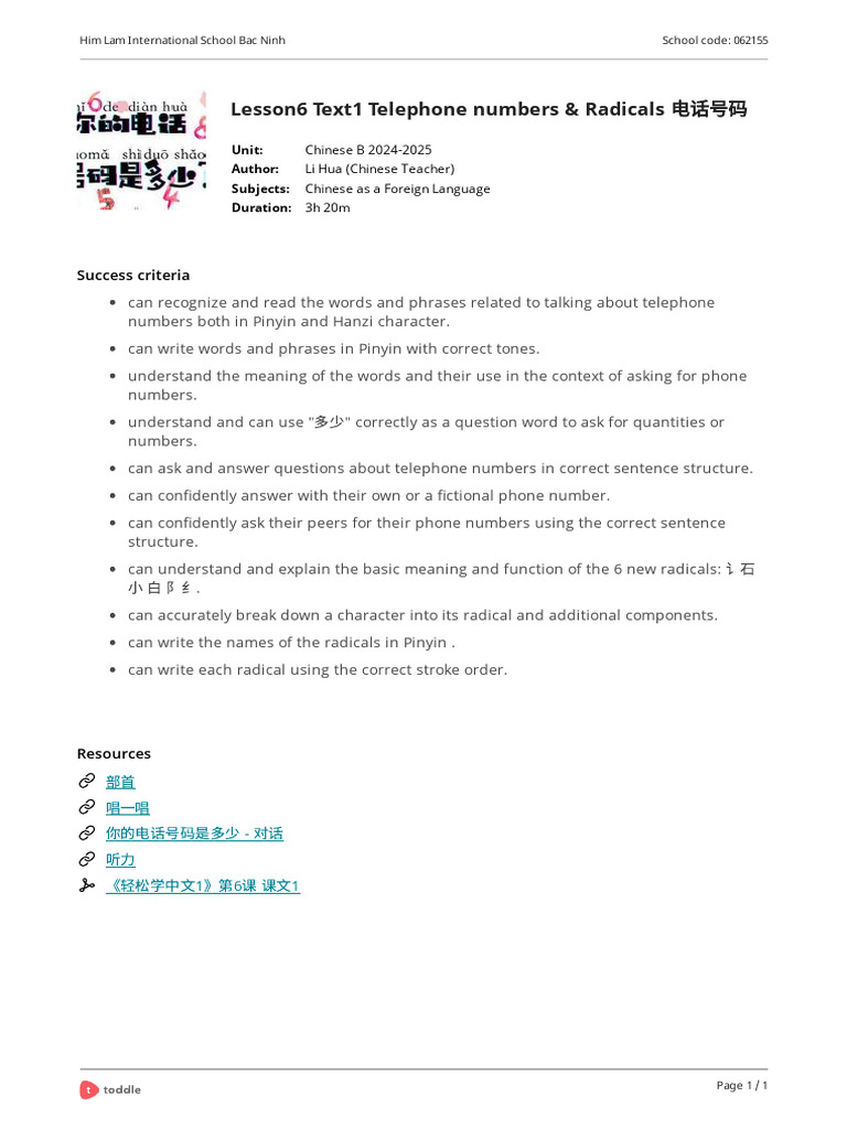 Lesson6 Text1 Telephone Numbers Radicals | PDF | Career & Growth