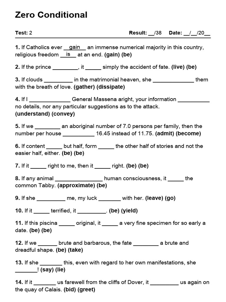 Zero, First, and Second Conditional Exercises | PDF