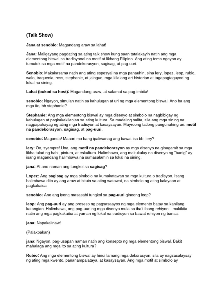 Talk Show Script | PDF