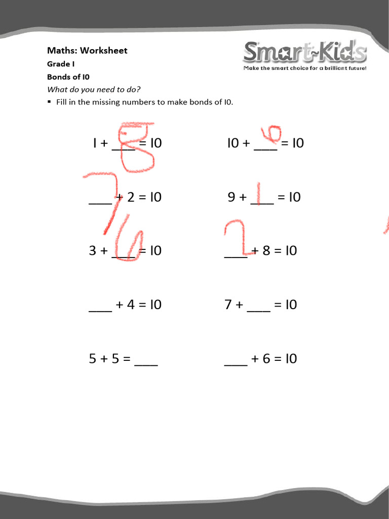 Worksheet Maths GR 1 | PDF