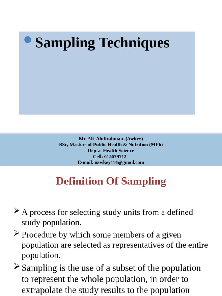 Lec 6 Sampling Techniques | PDF | Sampling (Statistics) | Scientific Method