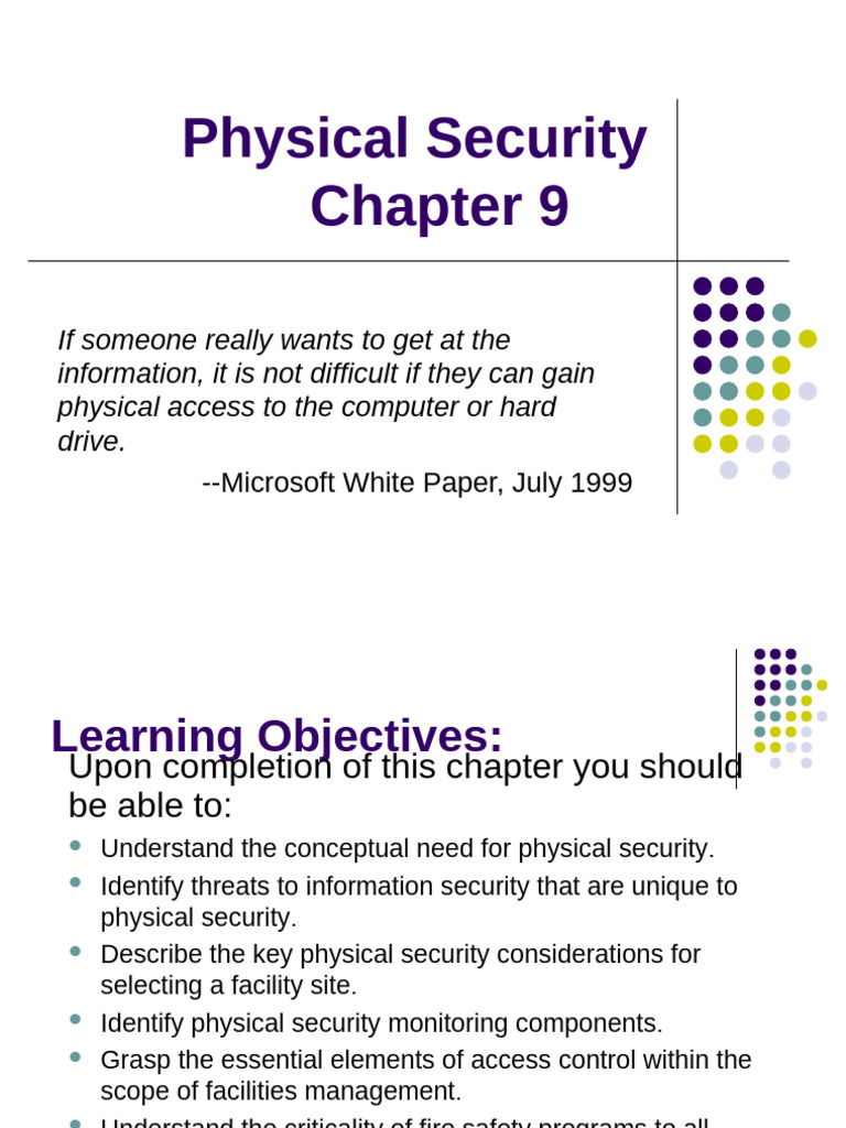 Chapter 9 Physical Security | PDF | Fires | Combustion