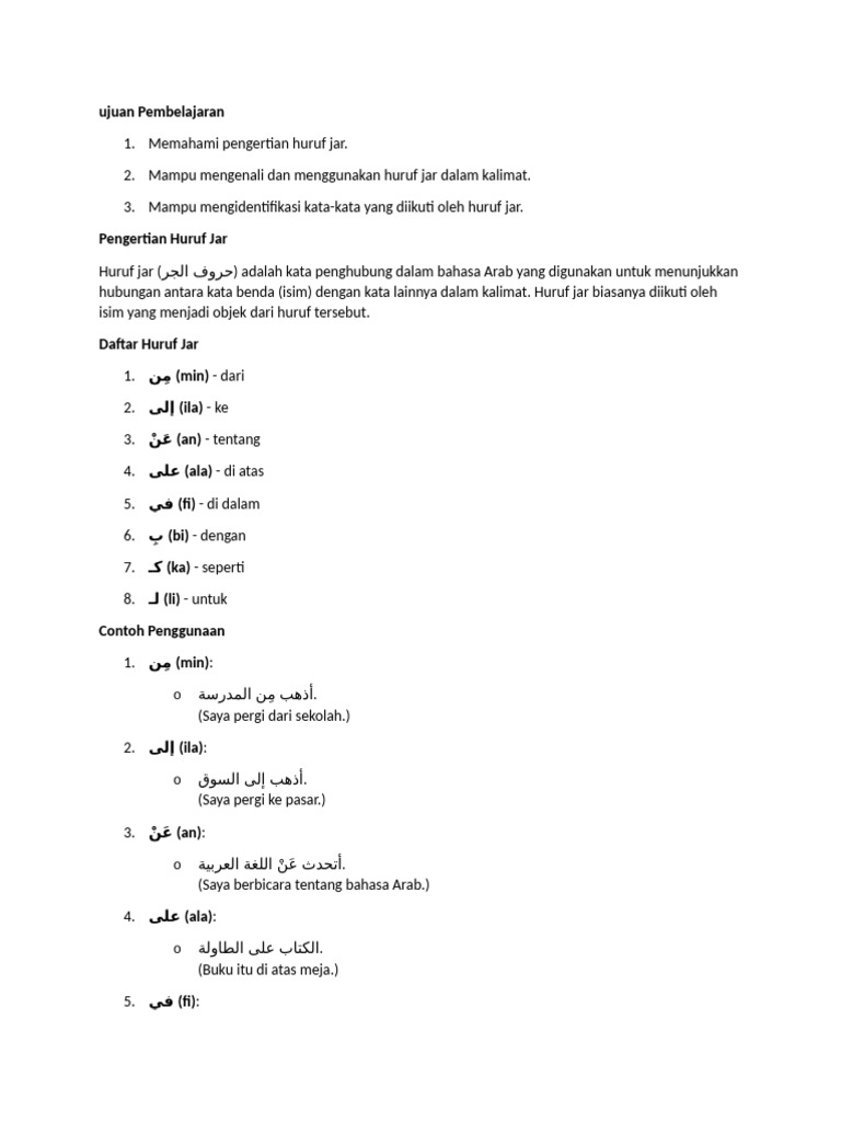 Modul Ajar B Arab Kelas 5 | PDF | Seni & Disiplin Bahasa