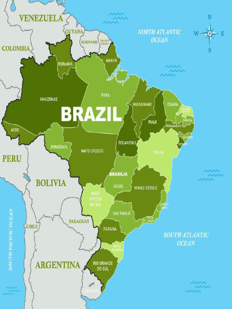Brazil Map With Detail Country Name Free Vector | PDF