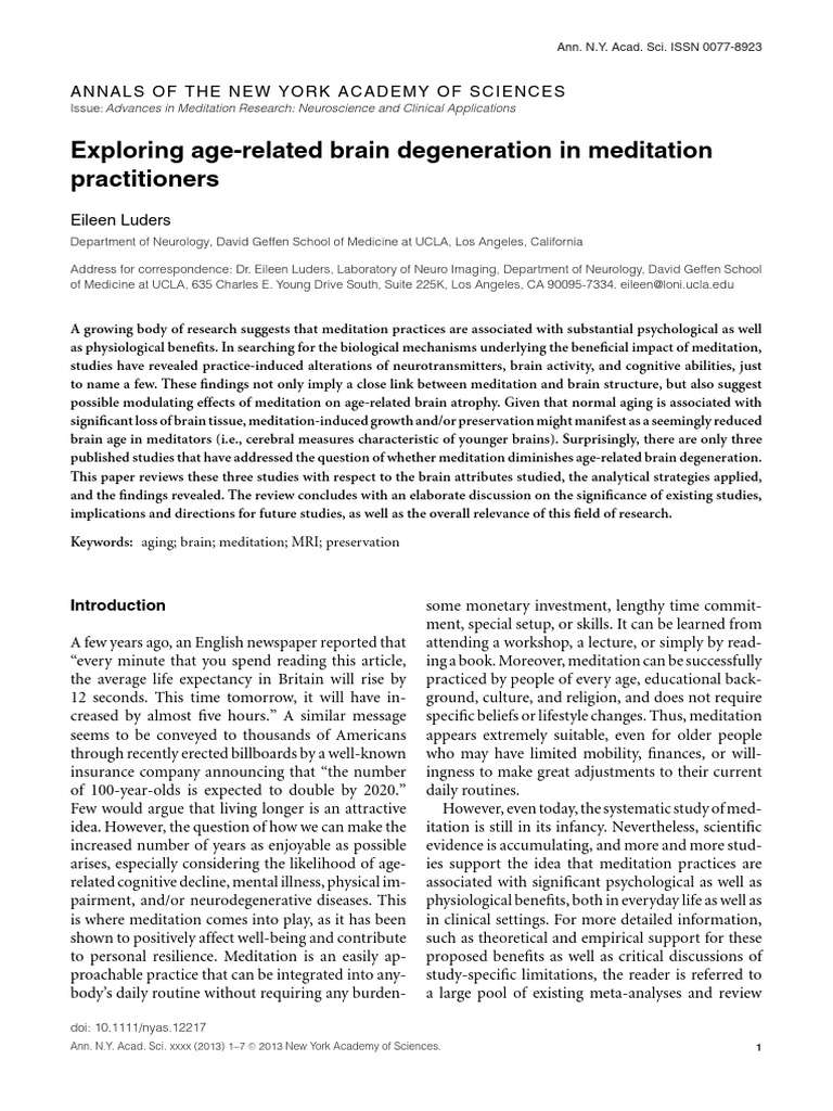Exploring Age-Related Brain Degeneration in Medition Practitioners | PDF | Brain | Cerebral Cortex