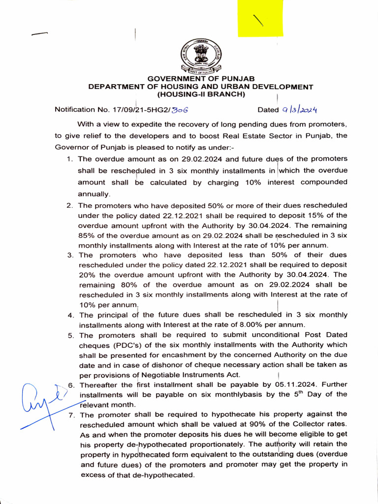 GMADA Policy Notification Regarding Edc | PDF | Economies | Personal ...