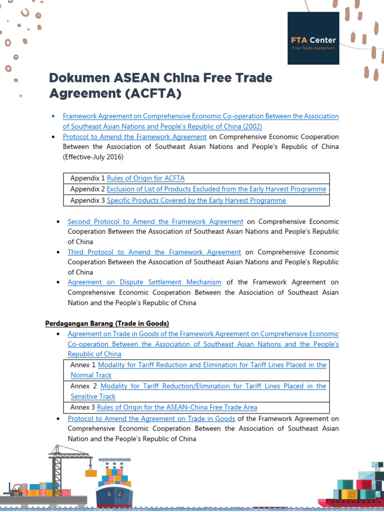 ASEAN-China Free Trade Agreement Overview | PDF | World Economy | Policy
