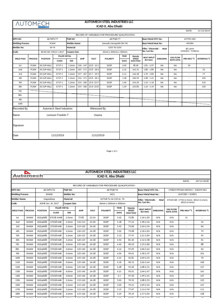 Welding Procedure Qualification Records | PDF | Welding | Construction