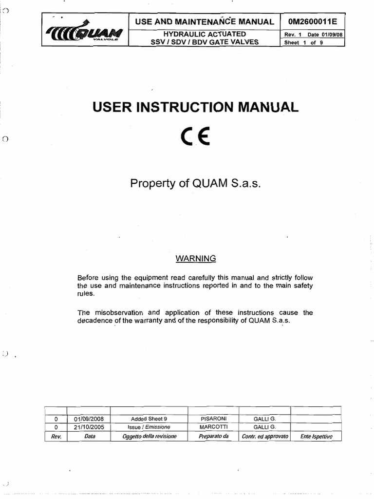 Quam Gate Valve Manual | PDF