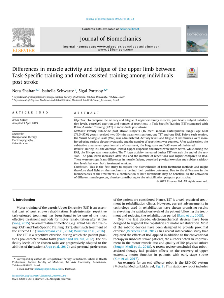 Shahar 2019 REO | PDF | Electromyography | Physical Therapy