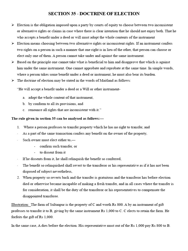 Doctrine of Election | PDF | Will And Testament | Property