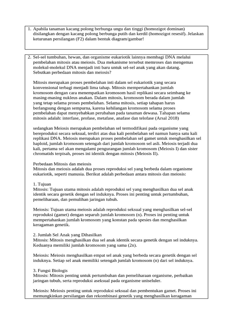 A Soal BIOL4110 Tugas2 | PDF