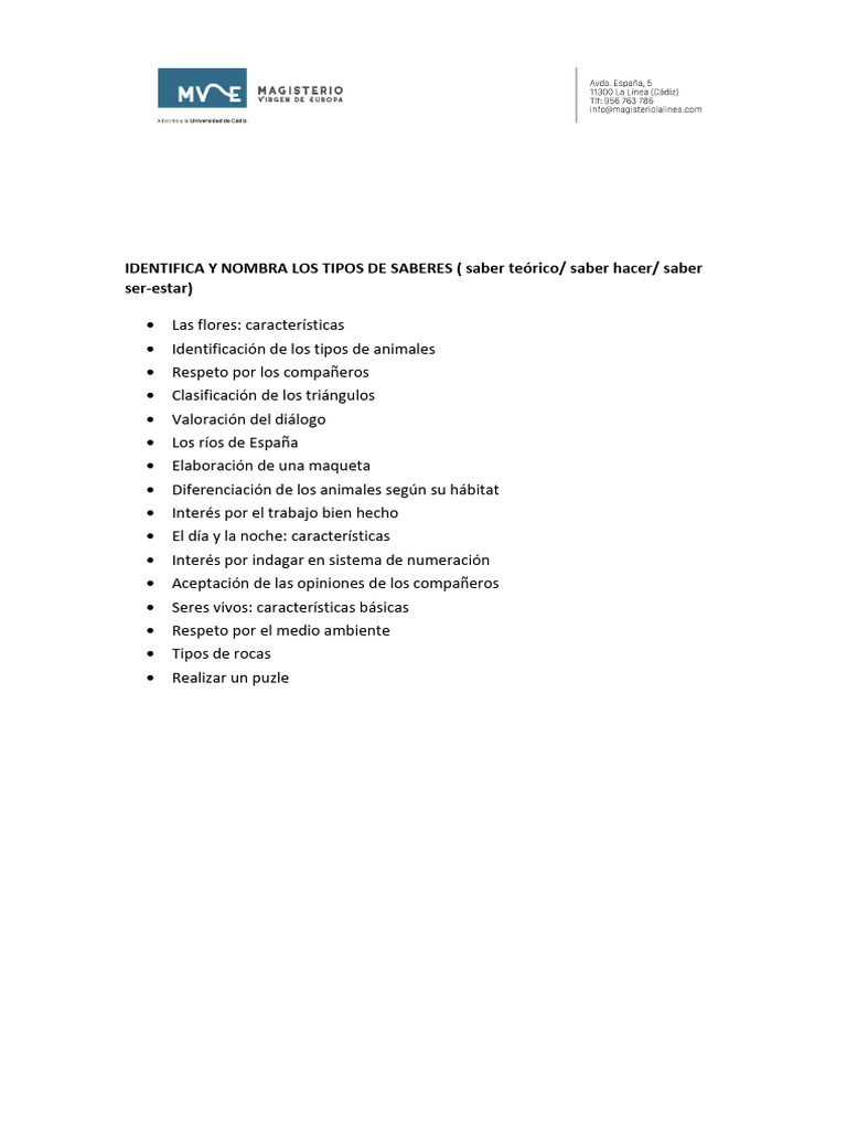 Guion Reconocer Los Tipos de Saberes | PDF